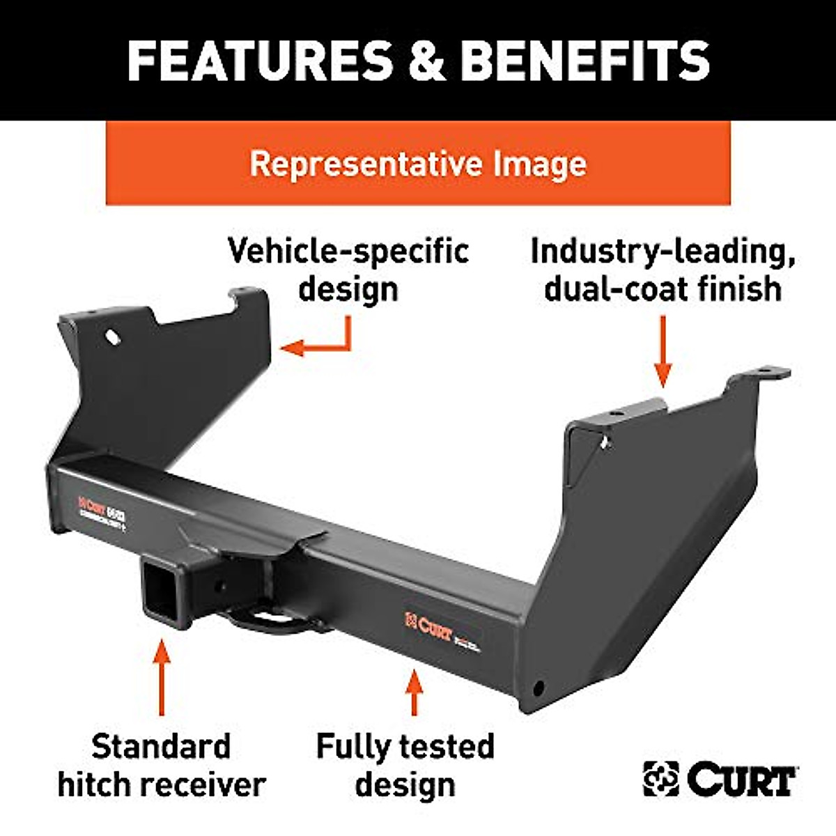 CURT 15860 Commercial Duty Class 5 Trailer Hitch, 2-1/2-Inch Receiver, Compatible with Select Chevrolet Silverado, GMC Sierra 2500, 3500 HD