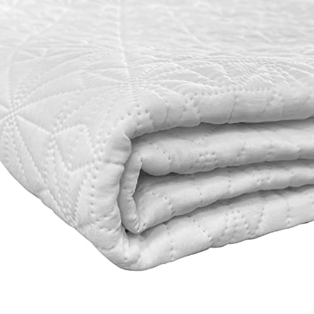 Mocaletto Luxury 2 Piece Twin Size Quilts, Elegant&Reversible Quilt Set White Bedding Set with Pillow Sham, Soft Lightweight Microfiber Bedspread, Twin Size Bedding Coverlet(White,68 * 88)