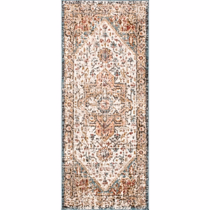 nuLOOM Performance Oriental Style Area Rug, Vintage Design, Durable, Easy to Clean, Justine Beige, 3' x 12'