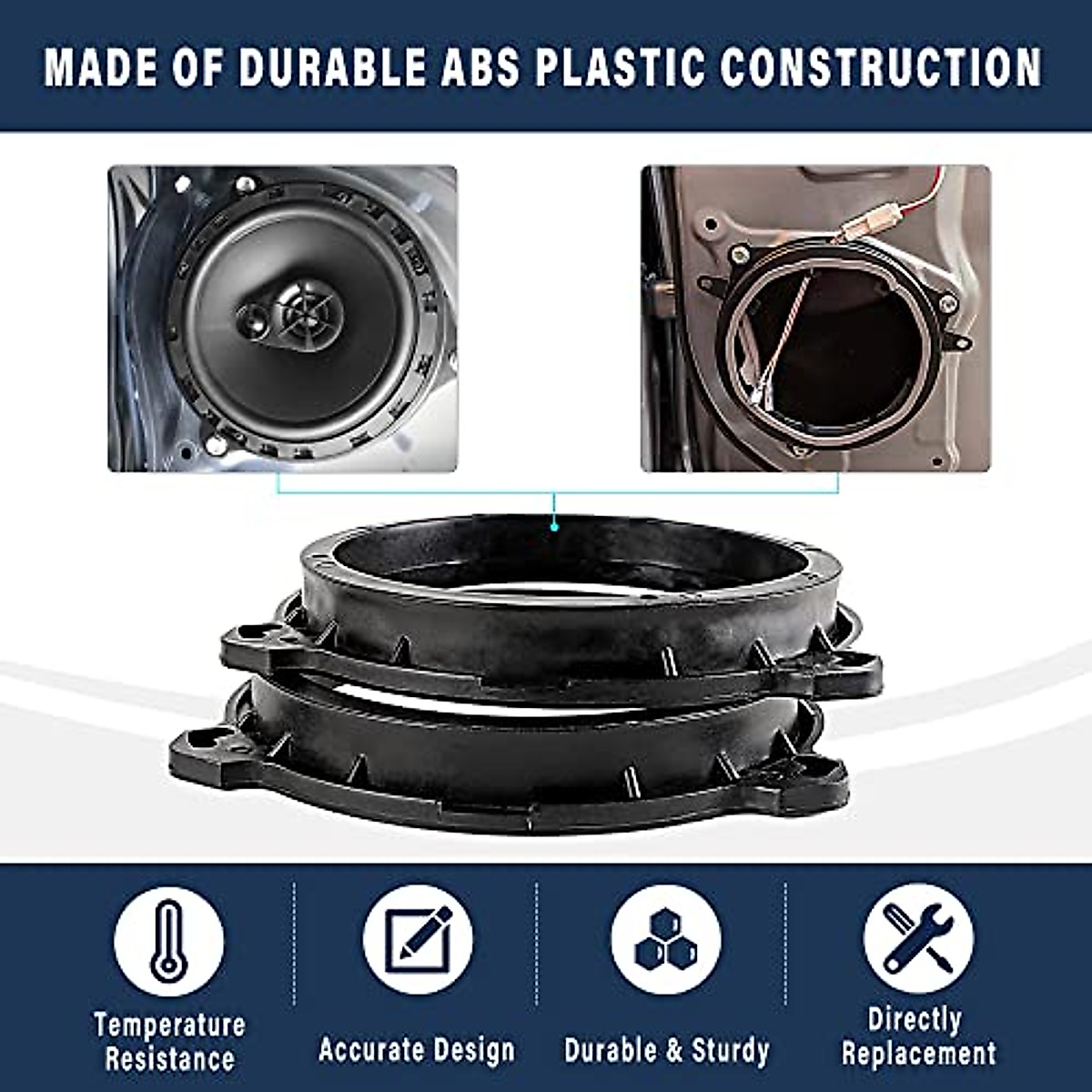 NuIth 6.5 inch Door Speaker Adapter Bracket for Nissan Altima Frontier NV Titan 2002-2019, Infiniti FX35 G35 G37 Q45 2002-2013 Mount Aftermarket Car Speaker Spacer Ring