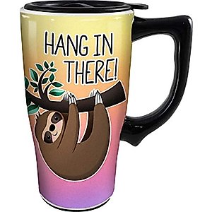 Spoontiques - Ceramic Travel Mugs - Sloth Cup - Hot or Cold Beverages - Gift for Coffee Lovers