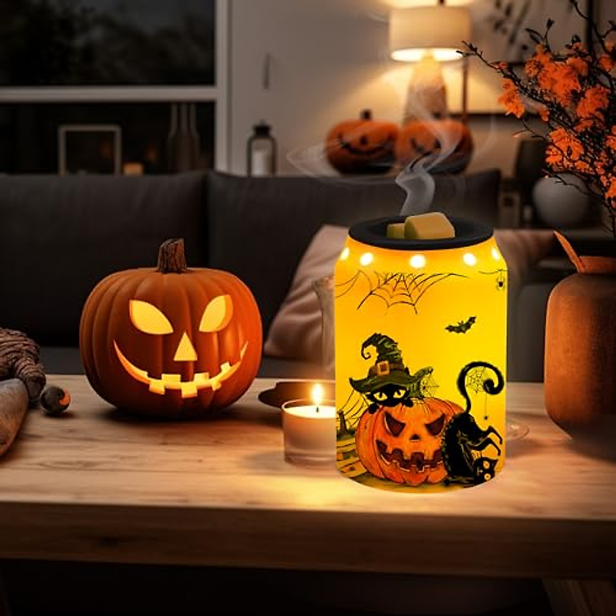 Bonsai Tree Halloween Wax Melt Warmer-Halloween Decor Black Cat Ceramic Wax Melt Warmer for Oil Candle-Farmhouse for Living Room Kitchen Bathroom Home