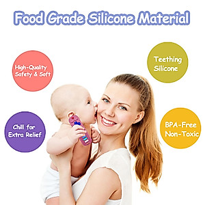 ROBBEAR Baby Teething Toys, Food Grade Silicone Teether for Babies 3 6 12 18 Months, TV Remote Shape Toddlers Chew Toys, Freezer BPA Free (Pink RC)