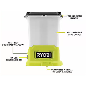 Buho Cordless 4-Tool Storm Ready Accessory Bundle - Ryobi Bluetooth Radio Area Light Power Inverter Multi Tool 2.0 Ah Battery 18 Volt Charger Tool Bag