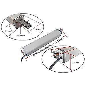 SOViK 12V DC 3 inch Stroke Linear Actuator Electric Cylinder with Mounting Brackets Max Force 80 pounds High Speed 1" per sec Square Tube 7/4"(W) x7/4"(H) (Slotted Shaft End)
