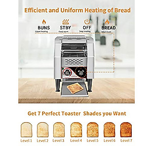 Commercial Conveyor Toaster 150 Slices/Hour 110V Heavy Duty Restaurant Toaster Electric Countertop Belt Machine for Home Office Bread Bagel Breakfast Food