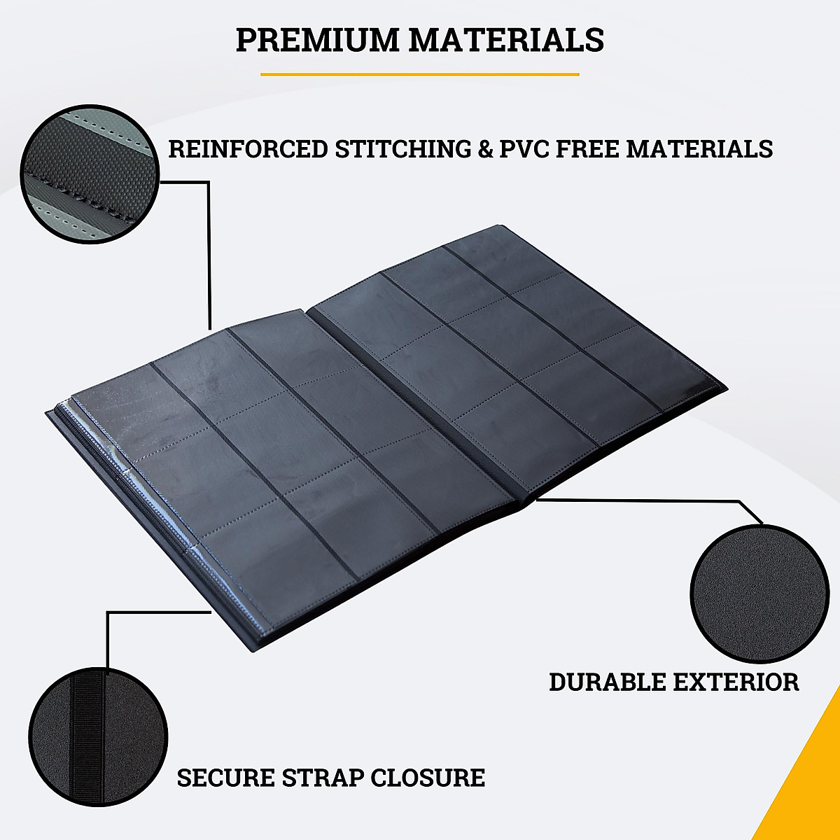 Card Guardian - 9 Pocket Trading Card Album 360 Side Loading Pocket Binder for Trading Card Games TCG (Black) Compatible with Pokemon Card Binder Yugioh Cards MTG Binder Sports Card Binder