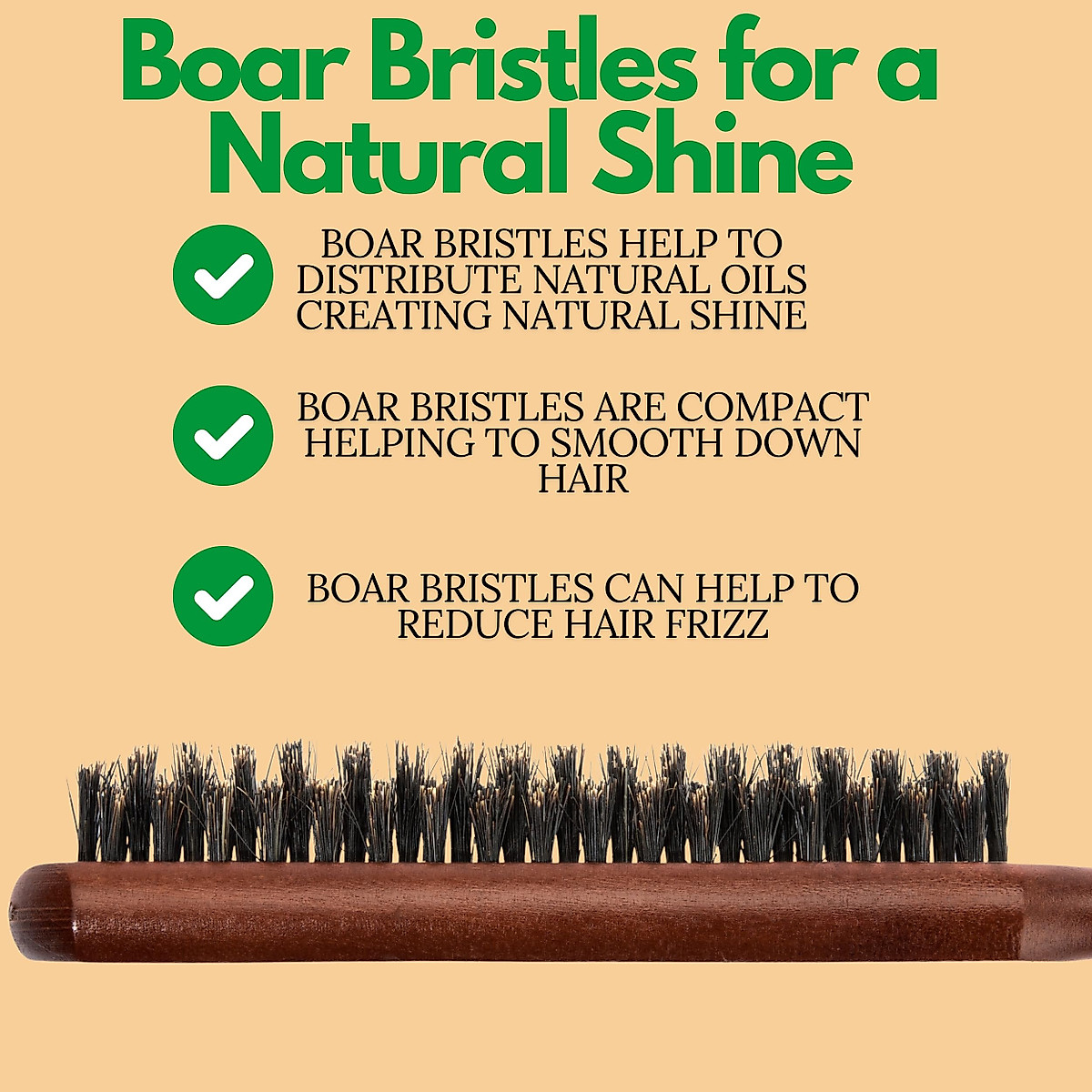 GranNaturals Teasing Boar Bristle Hair Brush for Women - Slick Back Comb with Rat Tail Pick for Hair Sectioning Used for Edge Control, Backcombing, Smoothing, and Styling Fine Hair to Create Volume