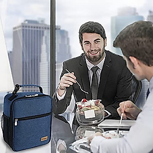CCidea Lunch Box for Men Women Adults, Portable Insulated Lunch Bag for Office Work Picnic, Reusable Small Bento Lunch Box (Dark Blue)
