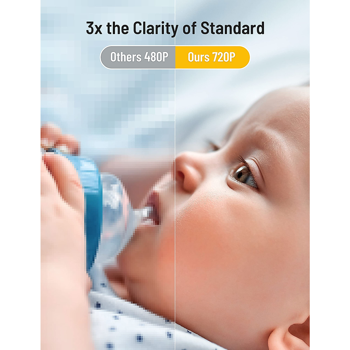 PARIS RHÔNE Video Baby Monitor, 5" 720P HD Baby Monitor with Camera and Audio, No WiFi, 2 Way Audio, VOX Mode, Infrared Night Vision, Feeding Reminder, Wide-Angle View Temperature Sensor Lullabies