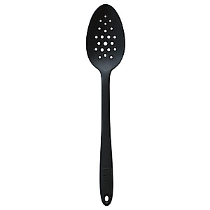 GIR: Get It Right - 13.5" Slotted Spoon, Black - Silicone Perforated Spoon for Cooking, Mixing, Serving - Strainer & Skimmer - Heat Resistant to 425°F - Non Toxic, Dishwasher Safe, Unibody Design