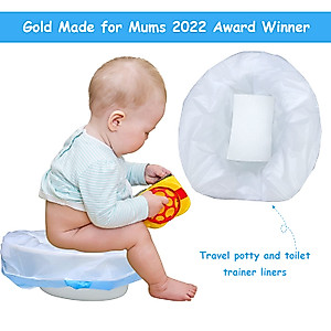 Disposable Potty Chair Liners with Drawstring for Universal Potty Training Toilet Seat, Toddler Portable Outdoors Travel Toilet Liners with Super Absorbent Pad - 30 Pack