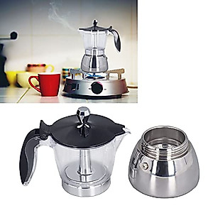 TOTITOM Stovetop Coffee Maker 6 Cup Moka Pot Clear ABS Top Stainless Steel Coffee Making Pot for Home Office Coffee Maker Espresso Maker