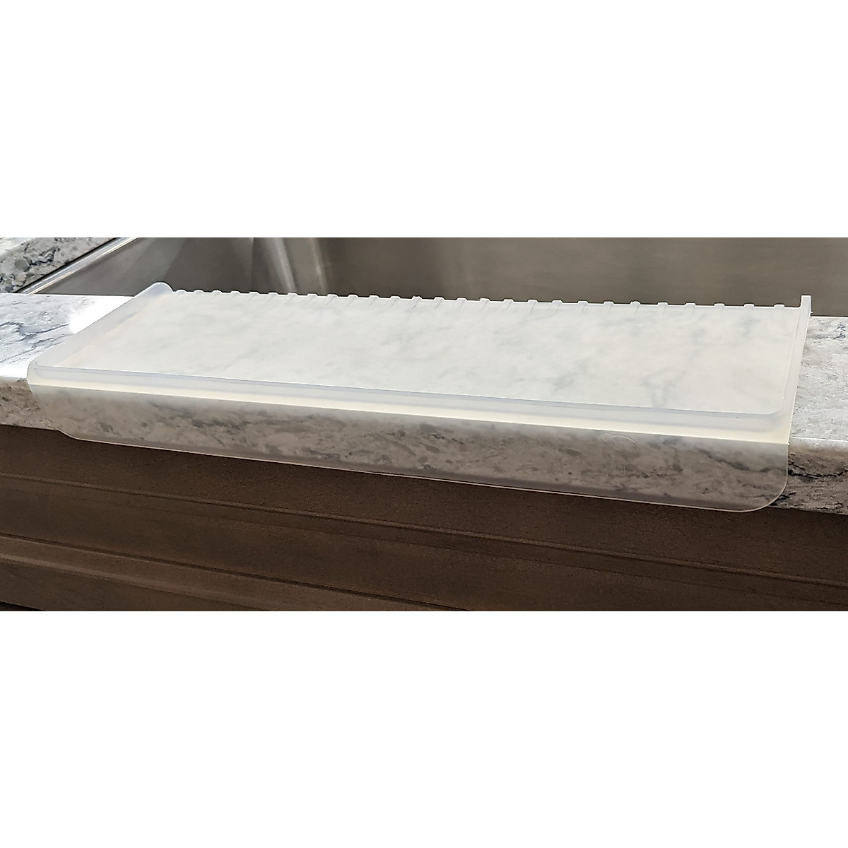 SiliSink Silicone Sink Edge Guard for Kitchen Sink - Fits 3.75”-4” Wide Stone Lip - Kitchen Sink Guard & Sink Edge Protector - Stone, Granite Countertop Edge Protector - 14”, Frosted Matte