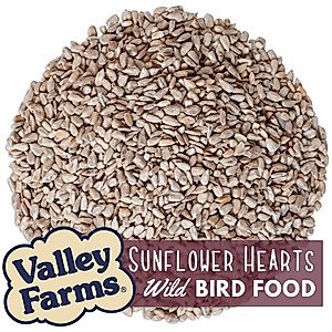 Valley Farms Whole Sunflower Hearts for Birds - A no Waste Bird Seed - No Mess Bird Seed for Outside Feeders, Tray or Tube Feeders - Sunflower Seeds for Wild Birds 40 LBS
