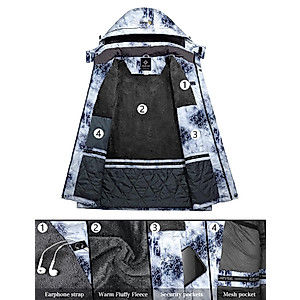 GEMYSE Men's Mountain Waterproof Ski Snow Jacket Winter Windproof Rain Jacket (White and Grey,Medium)