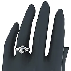 2-Stone Diamond Wedding Ring Set for Women 14K Gold 0.36 carat (G,VS) (Ring Size 10)