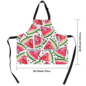 Tavisto Red Pink Watermelon Kitchen Chef Apron with Pockets, Cute Waist Apron with Adjustable Neck for Men Women Suitable for Home Kitchen Cooking Waitress Gardening Grill Bib Apron