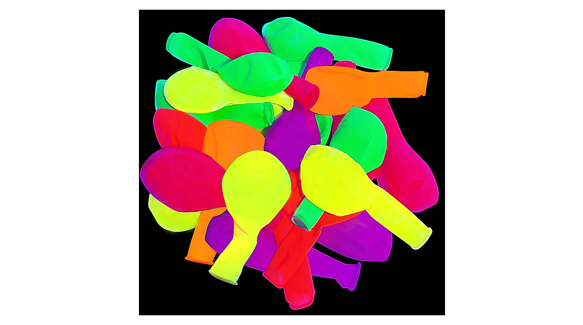 12inch Neon UV Balloons for Blacklight Parties - 5 Bright Colors