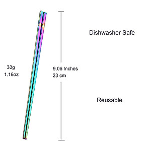 Dtdepth Stainless Steel Chopsticks - 5 Pairs Gold Reusable Dishwasher Safe Chopsticks, 304 Stainless Steel, Easy to Use, Bundle Set 5 Pairs Gold+5 Pairs Multicolor