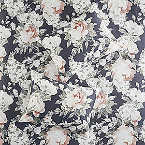 Madison Park 100% Cotton Comforter Set - Feminine Design Colorful Floral Print, All Season Down Alternative Bedding Layer and Matching Shams, California King (104 in x 92 in), Mavis, Dark Blue 8 Piece