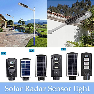 20W/40W/60W LED Solar Power Street Light PIR Motion Sensor Wall Light Waterproof Outdoor Garden Road Pathway Lamp (40w)