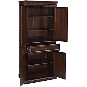 Crosley Furniture Parsons Traditional Pantry Storage Cabinet with Shelves, Kitchen, Dining, or Laundry Room, Vintage Mahogany