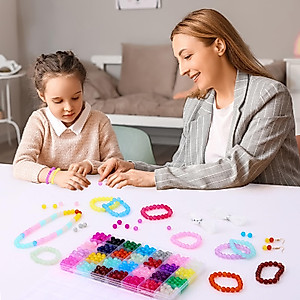 QUEFE 700pcs Glass Beads Kit for Jewelry Making, 28 Colors 8mm Crystal Beads Bulk for Bracelet DIY Crafts