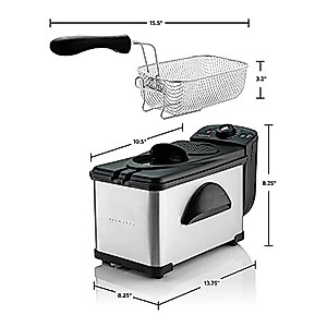 Ovente Electric Deep Fryer 2 Liter Capacity, 1500W with Lid, Viewing Window, Adjustable Temperature Knob and Stainless Steel Frying Basket Perfect for Fried Chicken, Nuggets & Fries, Silver FDM2201BR