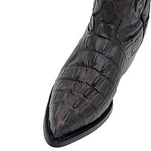 Western Shops Mens Leather Crocodile Alligator Print Western Cowboy Boots(12.5, Black)