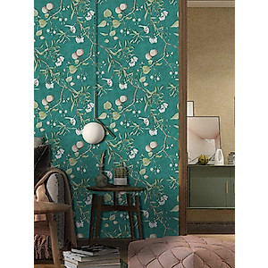 17.7x117 Inches Self Adhesive Vinyl Rustic Floral Bird Shelf Liner Contact Paper Wallpaper for Cabinets Dresser Drawer Walls Waterproof Removable