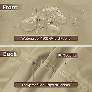 Velway Rectangle Patio Ottoman Cover - Waterproof Outdoor Furniture Cover for Side & End Table, Windproof Anti-UV Outdoor Ottoman Covers with Reflective Strips - 28" L x 22" W x 17" H, Camel