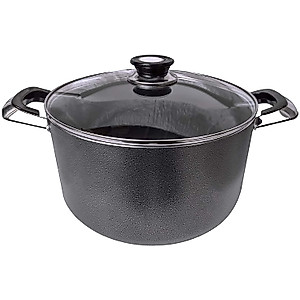 24Qt Dutch Oven Non Stick Heavy Gauge Aluminum Extra Large Casserole Pot With Glass Lid Fits 6 Gallons For Healthy Cooking