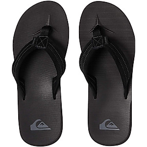 Quiksilver Men's Carver Suede 3 Point Flip Flop Athletic Sandal, Solid Black, 11 M US
