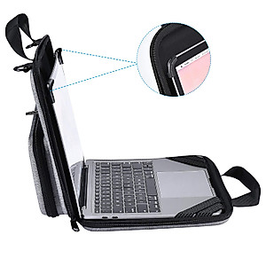 KEISKEI 14 Inch Laptop Case, Chromebook Cover with Pouch and Shoulder MacBook Air 15 - Gray