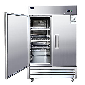 Aceland ETL Certified Commercial Freezer 2 door Stainless Steel Reach in Solid door Upright Fan Cooling Cooler for Restuarant,Bar,Shop,Residential 49 Cu.ft (Commercial Kitchen Equipment)