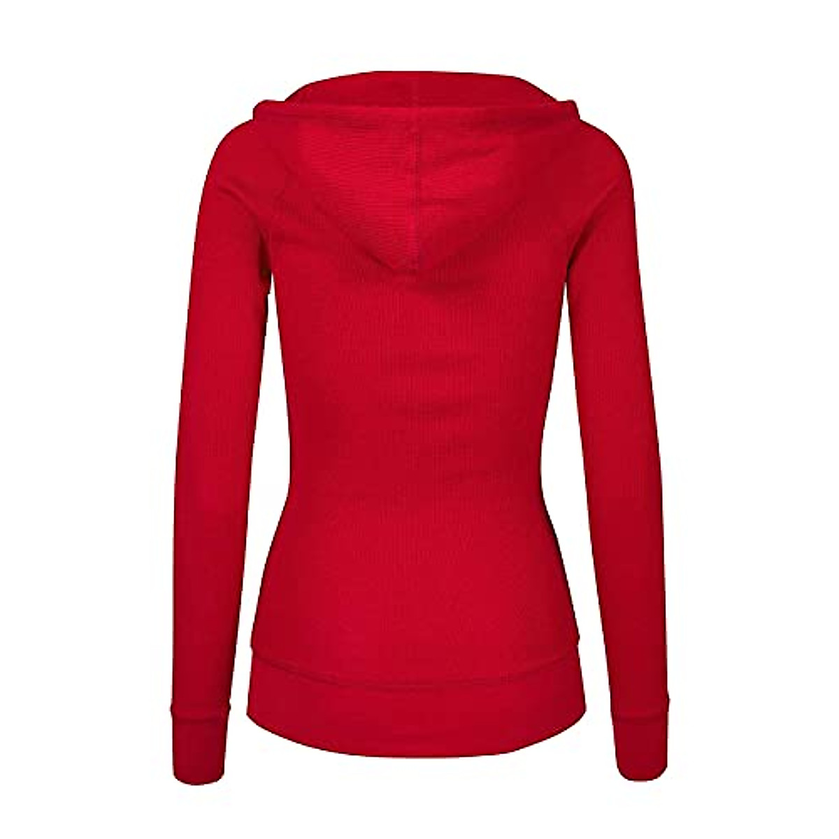 OLLIE ARNES Women's Thermal Long Hoodie Zip Up Jacket Sweater Tops Thermal_RED XL