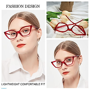 MARE AZZURO Cat Eye Reading Glasses Women Cute Readers 0 1.0 1.25 1.5 1.75 2.0 2.25 2.5 2.75 3.0 3.5 4.0 5.0 6.0 (Red, 200)