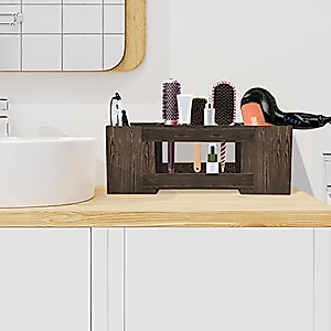Wood Hair Tool Organizer, Hair Dryer Holder Wall Mount Hair Styling Product Care Tools Organizers Storage, Bathroom Vanity Countertop Blow Storage Stand for Flat Irons, Hot Curling Wand