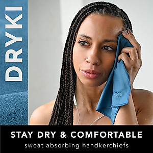 DRYKI Sweat Absorbing Handkerchiefs - The Original Quick-Dry Microfiber Sweat Rags & Towels for Face, Hands, & Body - Perfect for Gym, Sports, and Work (Coastal Blue, 5 Pack)