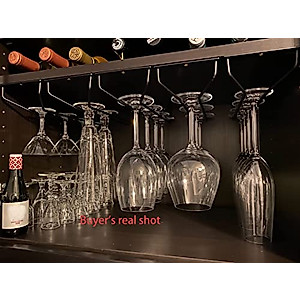 DZHJKIO Black Stemware Rack,Wire Hanging Rack,Under Cabinet Wine Glass Rack,Wine Glass Hanging Rack 2 Pack 14 Inch