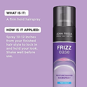John Frieda Frizz Ease Moisture Barrier Hairspray, Firm Hold Hairspray, Seals Out Moisture, Blocks Frizz, Protects Against Heat, and Keeps Hair Straight with Long-Lasting Hold, 12 Oz, Pack of 2