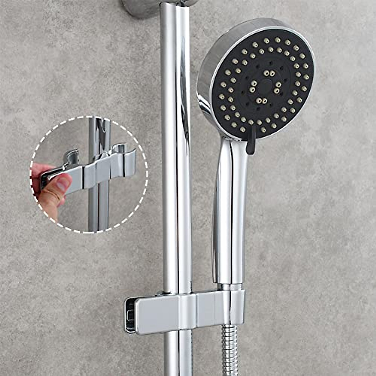 Adjustable Shower Head Holder for Slide Bar,Universal 18-25MM O.D, Rail Head Bracket Holder for Slide Bar Slider Clamp Bathroom Replacement
