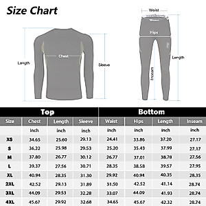 romision Thermal Underwear for Men 2 Pack Sets, Soft Long Johns Warm Base Layer Top and Bottom with Fleece Lined for Cold Winter