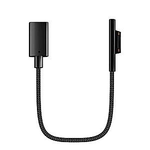 Sisyphy Surface Connect to USB C Charging Cable (Matte Black, Nylon 0.7ft), Compatible for Microsoft Surface Pro 7/6/5/4/3 Go 4/3/2/1 Laptop Book, Work with 45W 15V3A PD Charger and USB Type C Cable