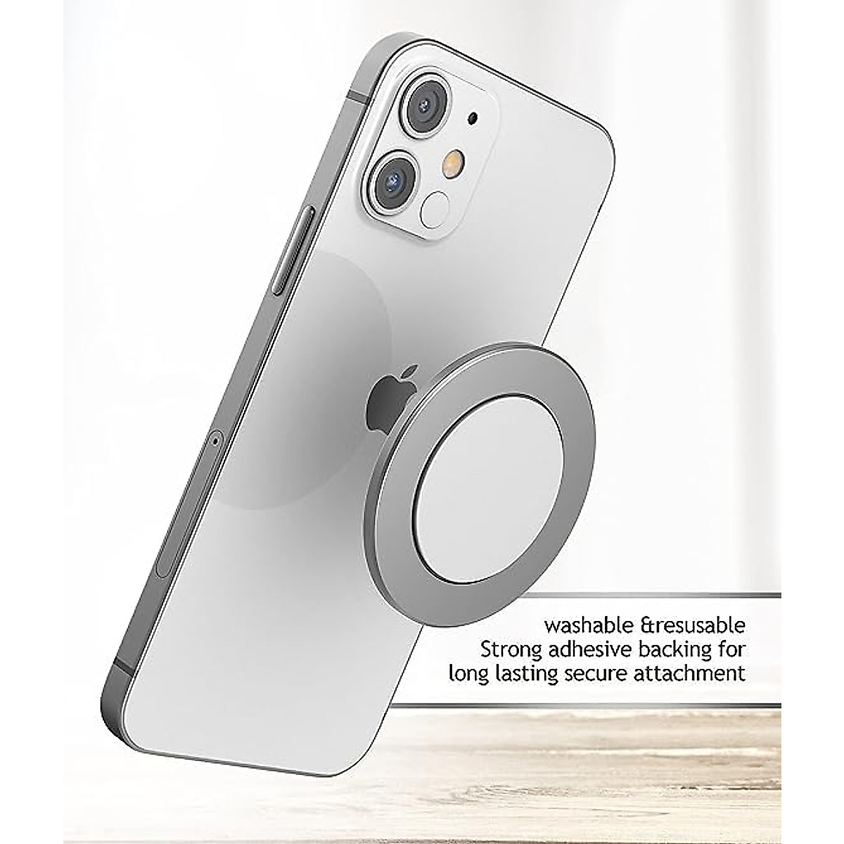 ENCASED Magnetic Mount-Anywhere iPhone Disks (2 Pack) Designed for MagSafe, Stick On Phone Holder - Great for Car, Home, Office, RV and More (Adhesive Backed / 0.15" Ultra Slim Design)