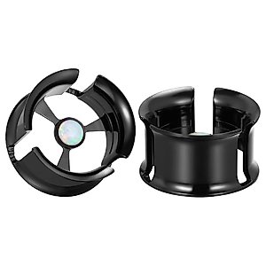 COOEAR 1 Pair Upgrade Ear Tunnels Flesh Plugs Piercing Earrings Stainless Steel Ear Gauges 0g to 1 inch.