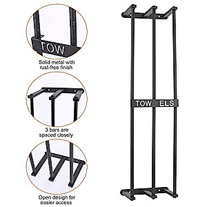 KOCASO Towel Rack Wall Mounted Towel Storage 75cm Bathroom Towel Holder Hold 6 Large Bath Sheets, 3 Bar Rail Bath Towel Racks, Bathroom Towel Storage Rack for Rolled Salon Towel