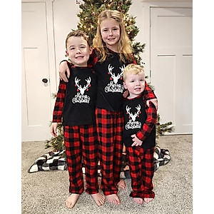 ZOEREA Holiday Christmas Family Pajamas Matching Set Moose Xmas Pjs for Couples and Kids Baby Sleepwear