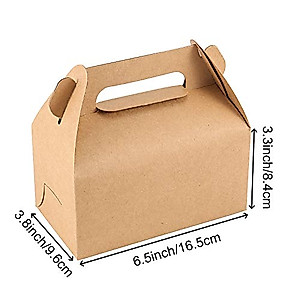 HAKZEON 120PCS 6.4 x 3.5 x 3.2 Inches Kraft Gable Treat Boxes, Reusable Brown Gable Boxes, Sturdy Candy Treat Box Party Favors Boxes for Baby Showers, Wedding Birthday Party Favors and Other Events